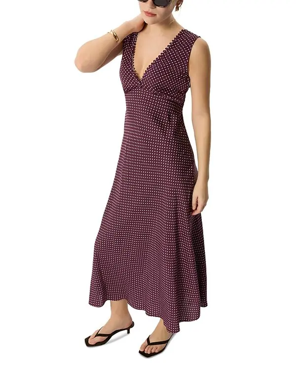 Whistles Sleeveless Polka Dot Midi Dress - Purple/multi