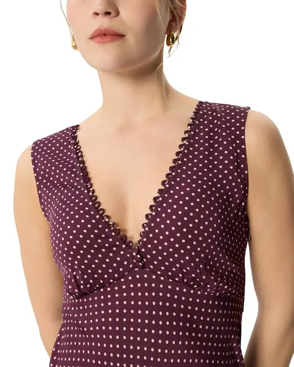 Whistles Sleeveless Polka Dot Midi Dress