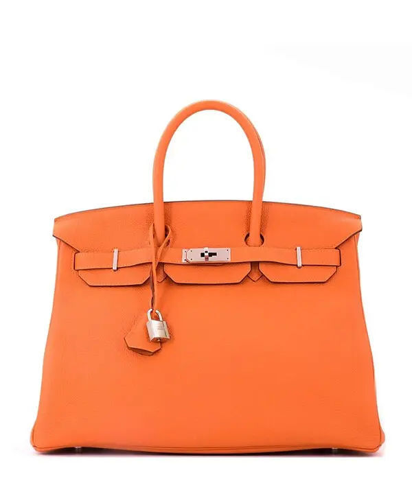 Hermès Birkin 35 Handbag Orange Togo With Palladium Hardware - Feu