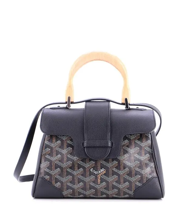 Goyard Saigon Top Handle Bag Coated Canvas With Leather - Black