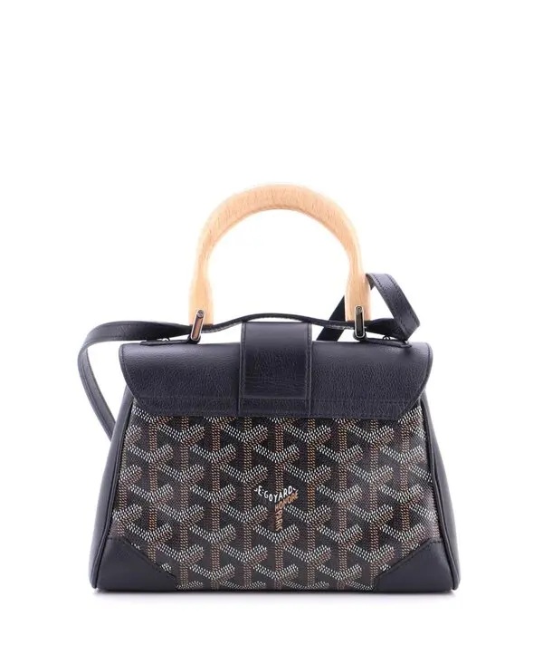 Goyard Saigon Top Handle Bag Coated Canvas With Leather - Black