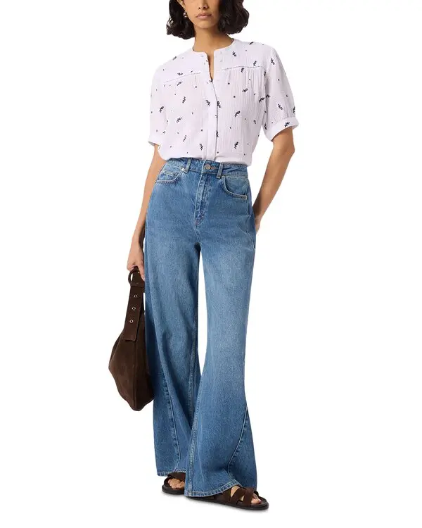 Whistles Embroidered Cotton Blouse