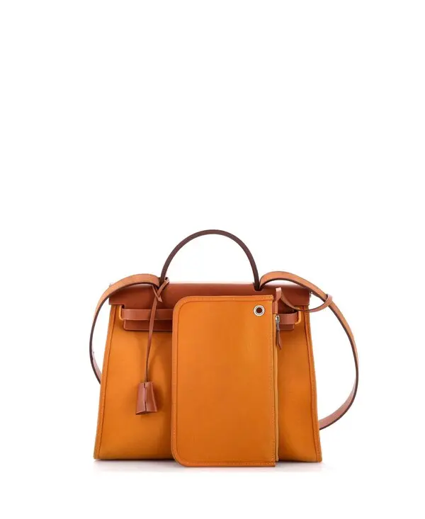 Hermès 31 Herbag Zip Leather And Toile - Brown
