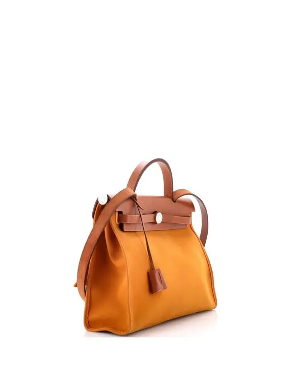 Hermès 31 Herbag Zip Leather And Toile - Brown