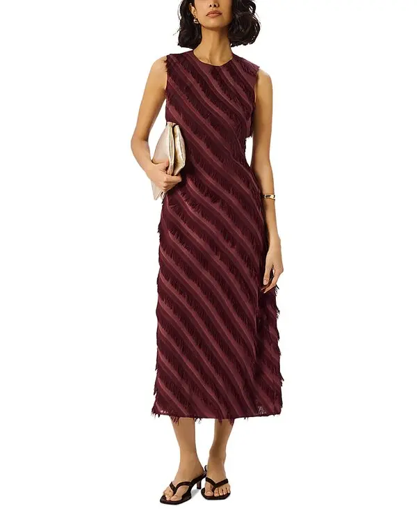 Whistles Diagonal Fringe Midi Dress