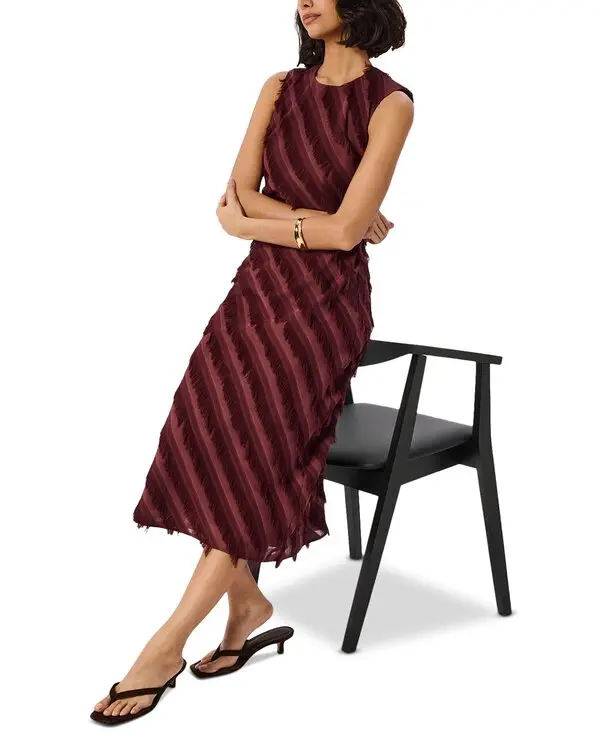 Whistles Diagonal Fringe Midi Dress