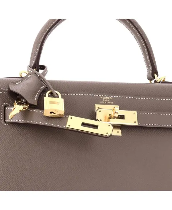 Hermès Kelly 28 Handbag Grey Epsom With Gold Hardware - Etoupe