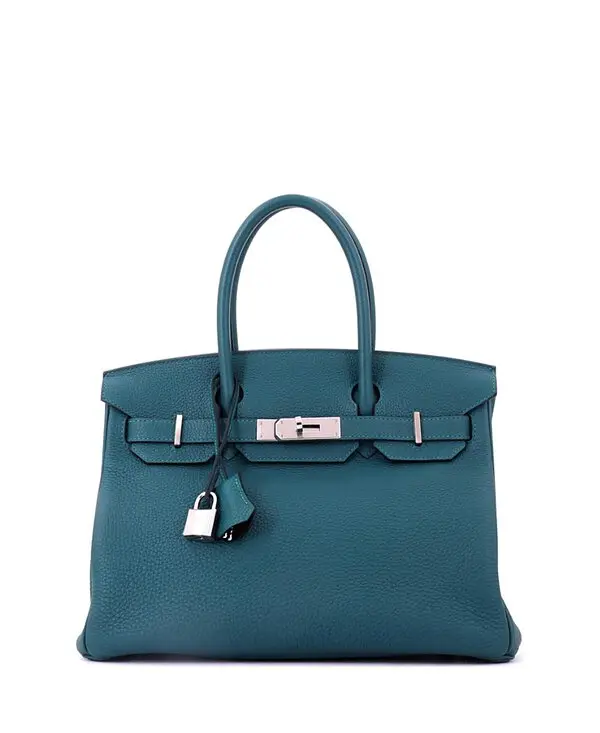Hermès Birkin 30 Handbag Verso Togo With Palladium Hardware - Verso - Vert Bosphore/bleu Ocean
