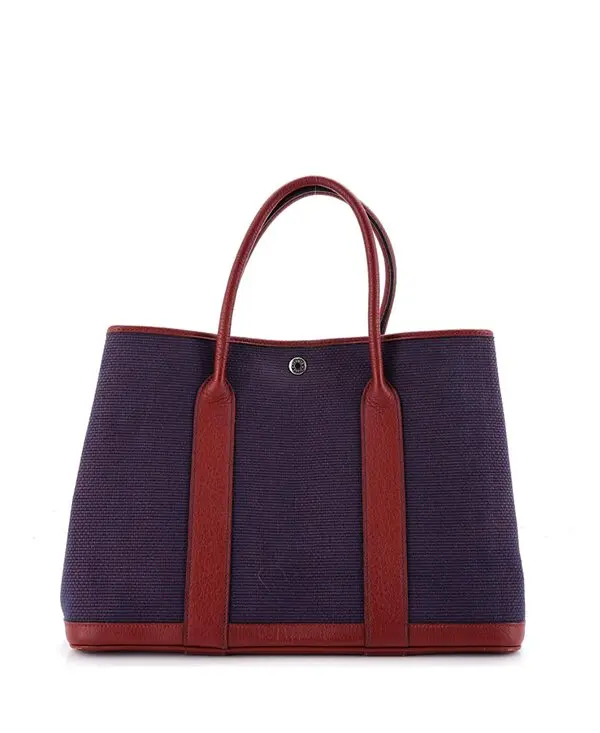 Hermès 36 Garden Party Tote Toile And Leather - Blue