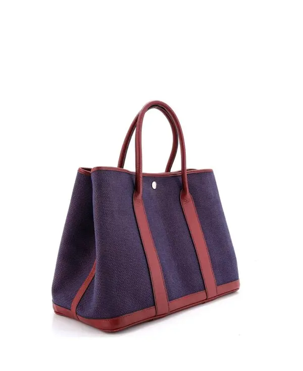 Hermès 36 Garden Party Tote Toile And Leather - Blue