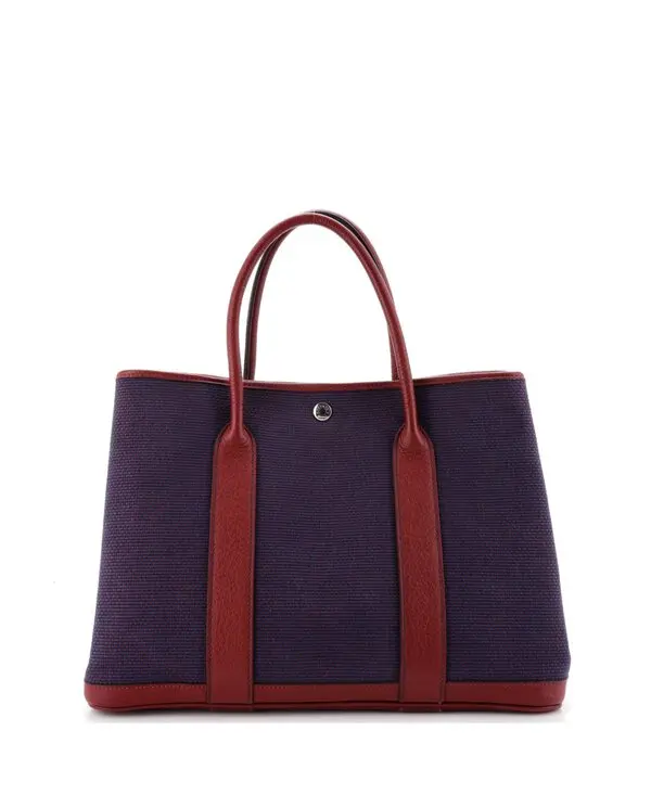 Hermès 36 Garden Party Tote Toile And Leather - Blue