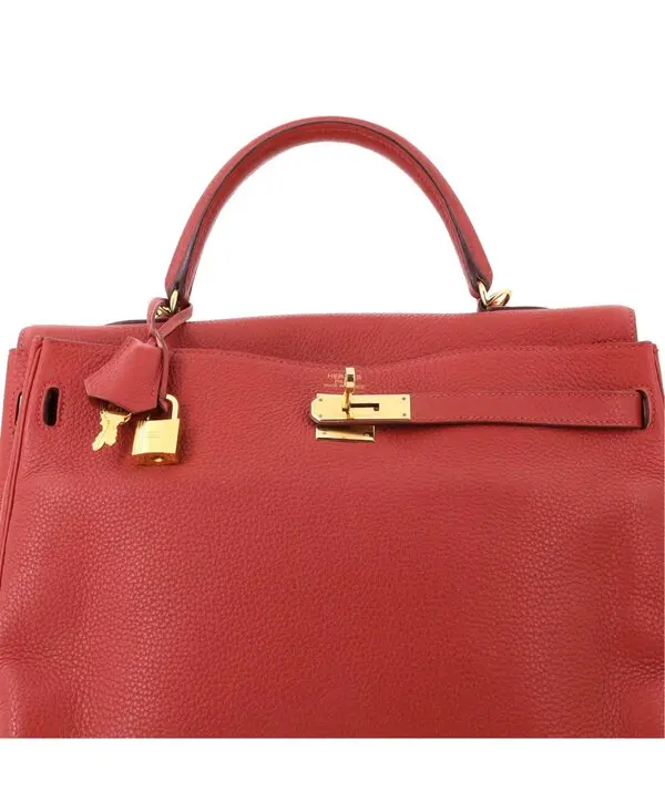 Hermès Kelly 35 Handbag Brown Clemence With Gold Hardware