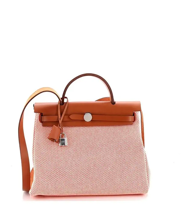 Hermès 31 Herbag Zip Criss Viking Toile And Leather - Orange