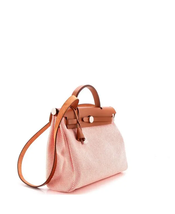 Hermès 31 Herbag Zip Criss Viking Toile And Leather - Orange