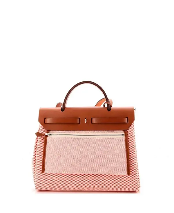 Hermès 31 Herbag Zip Criss Viking Toile And Leather - Orange