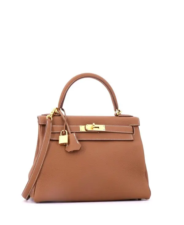 Hermès Kelly 28 Handbag Brown Togo With Hardware - Gold