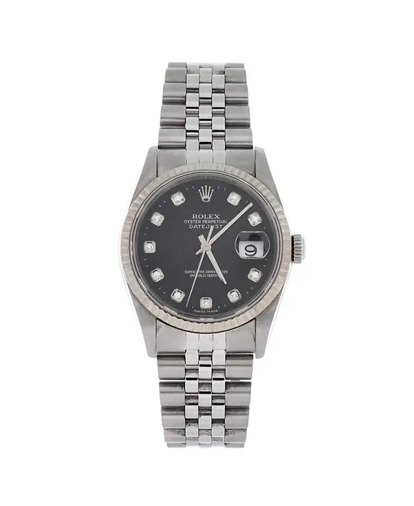ROLEX Oyster Perpetual Datejust Automatic Watch In Stainless Steel And White Gold With Diamond Markers 36mm - Dial Color: Black