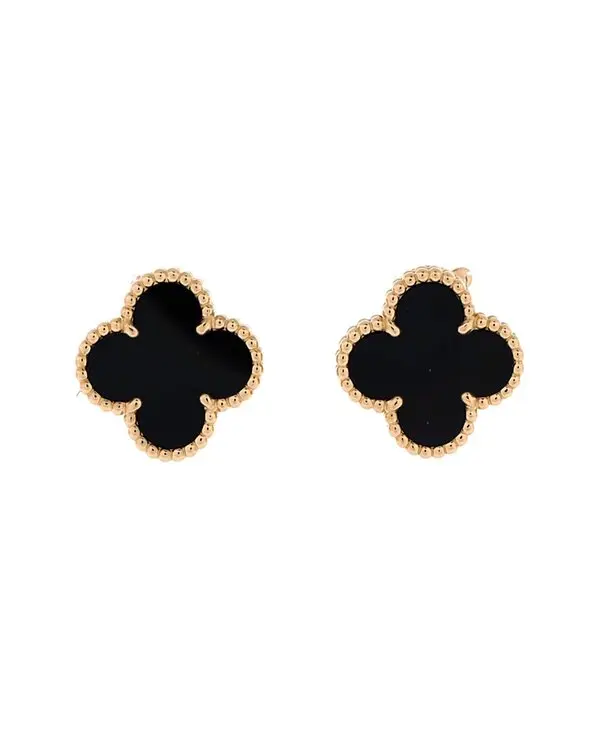 VAN CLEEF & ARPELS Vintage Alhambra Earrings 18k And Onyx - Gold