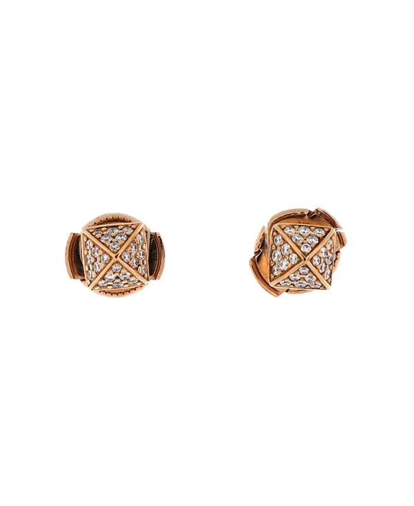 Hermès Clou D'h Stud Earrings 18k Rose Gold With Diamonds - Pink