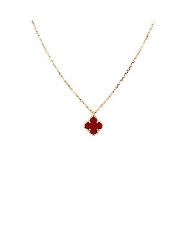 VAN CLEEF & ARPELS Sweet Alhambra Pendant Necklace 18k Rose Gold And Carnelian, 16 - Pink