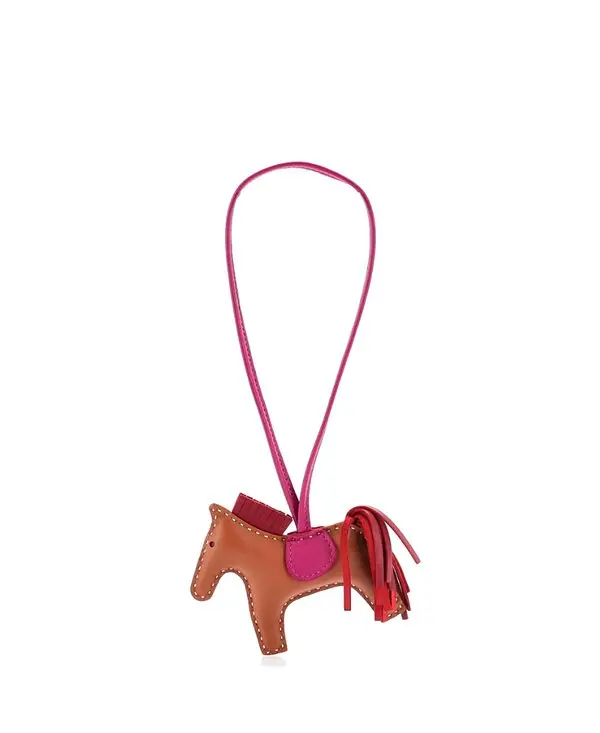 Hermès Pm Grigri Rodeo Bag Charm Leather - Brown/ Brown/ Pink/ Red