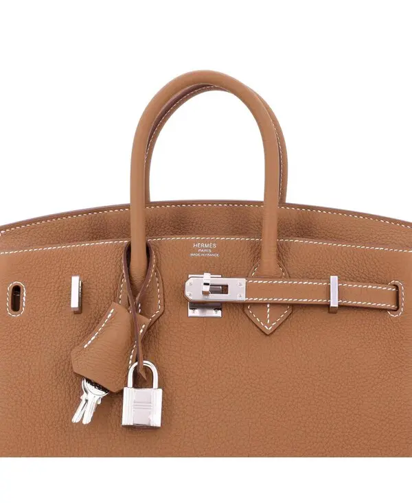 Hermès Birkin 25 Handbag Brown Togo With Palladium Hardware - Gold