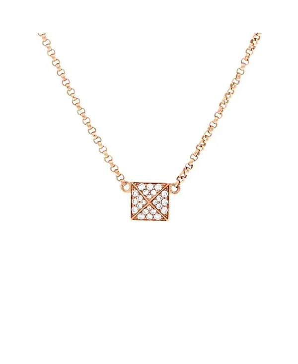 Hermès Small Clou D'h Pendant Necklace 18k Rose Gold With Diamonds, 15.75 - Pink