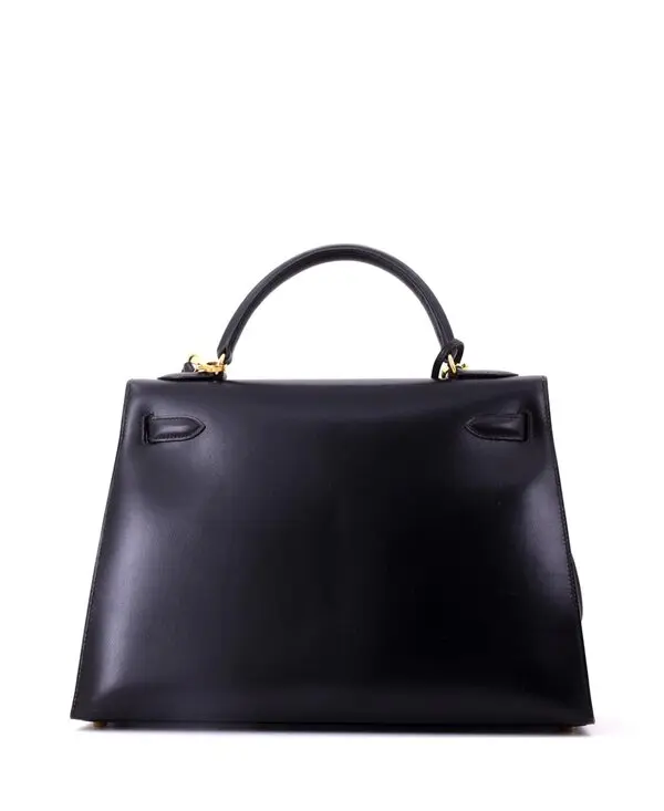 Hermès Kelly 32 Handbag Black Box Calf With Gold Hardware - Noir