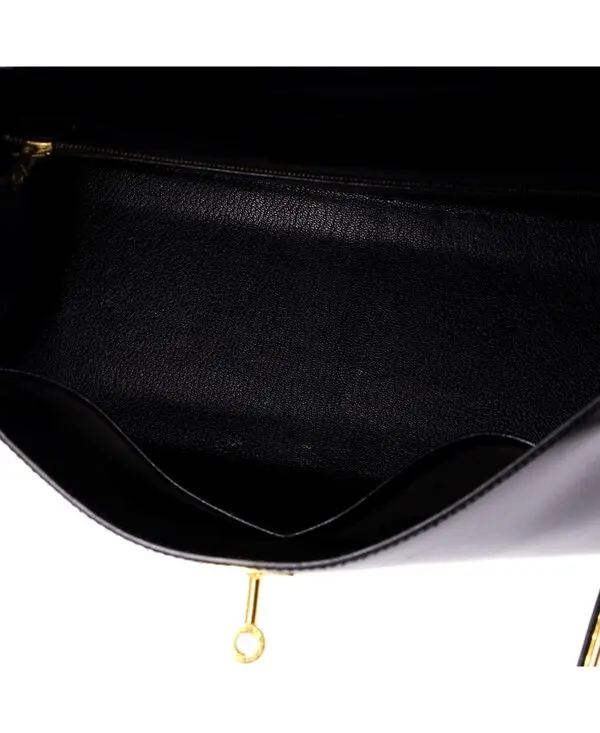 Hermès Kelly 32 Handbag Black Box Calf With Gold Hardware - Noir