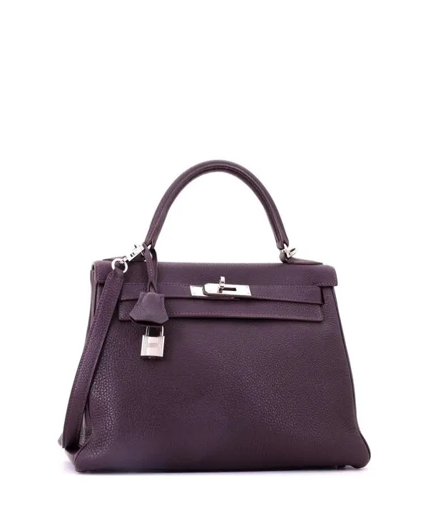 Hermès Kelly 28 Handbag Purple Togo With Palladium Hardware - Raisin