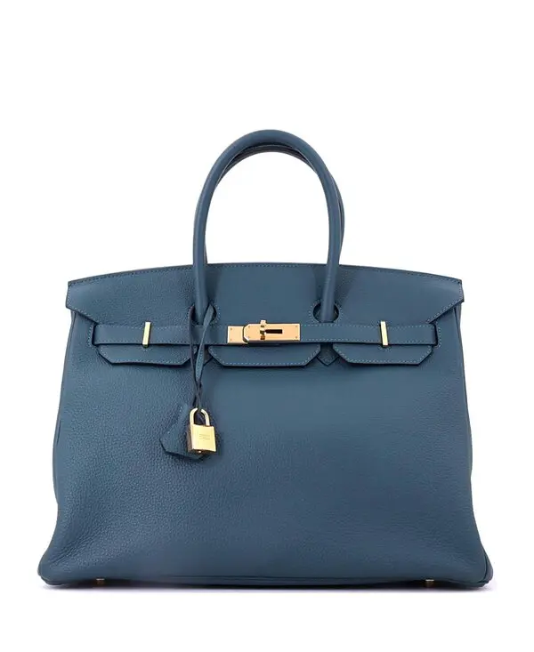 Hermès Birkin 35 Handbag Blue Togo With Gold Hardware - Colvert