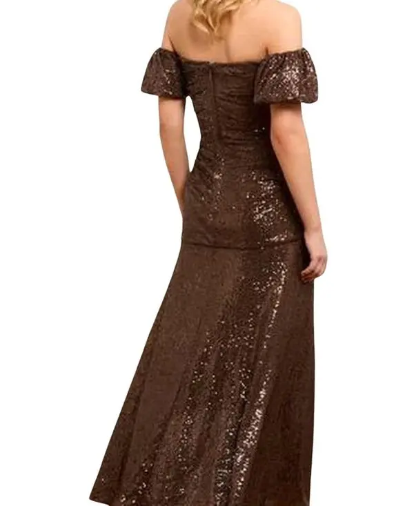 NEEDLE & THREAD Sunbeam Valentina Off-shoulder Gown - Chocolate