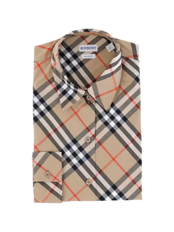 Burberry Check" Cotton Shirt - Beige