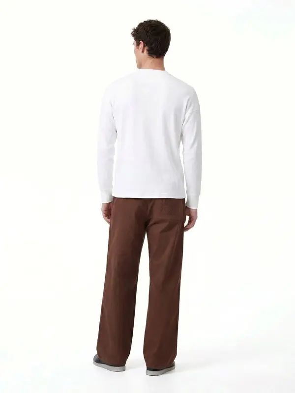 Loewe Anagram" Wide Leg Cotton Pants - Brown