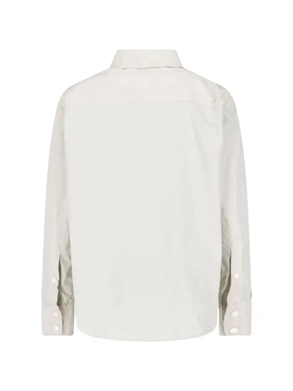 Aspesi Cotton Button-up Shirt With Crew Neck And Patch Pockets - Gray