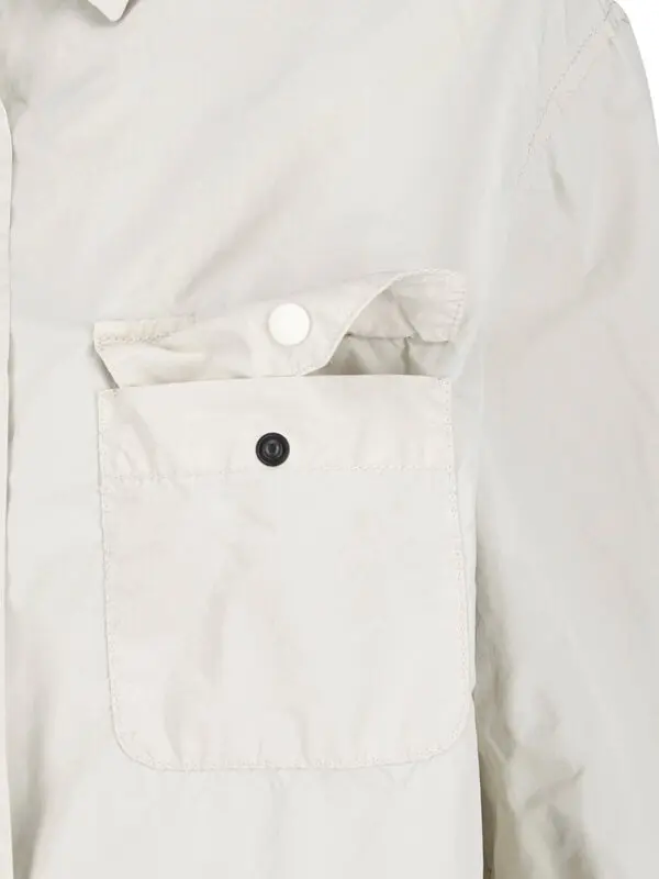 Aspesi Cotton Button-up Shirt With Crew Neck And Patch Pockets - Gray