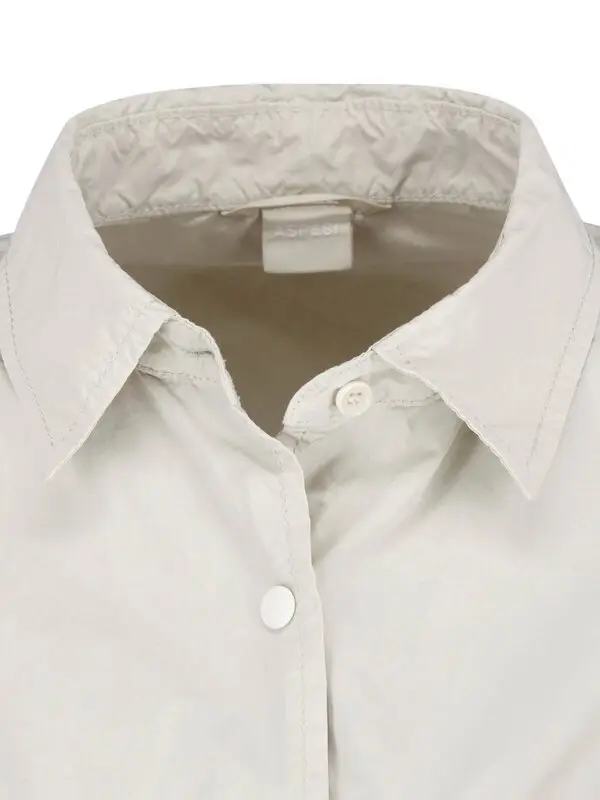 Aspesi Cotton Button-up Shirt With Crew Neck And Patch Pockets - Gray