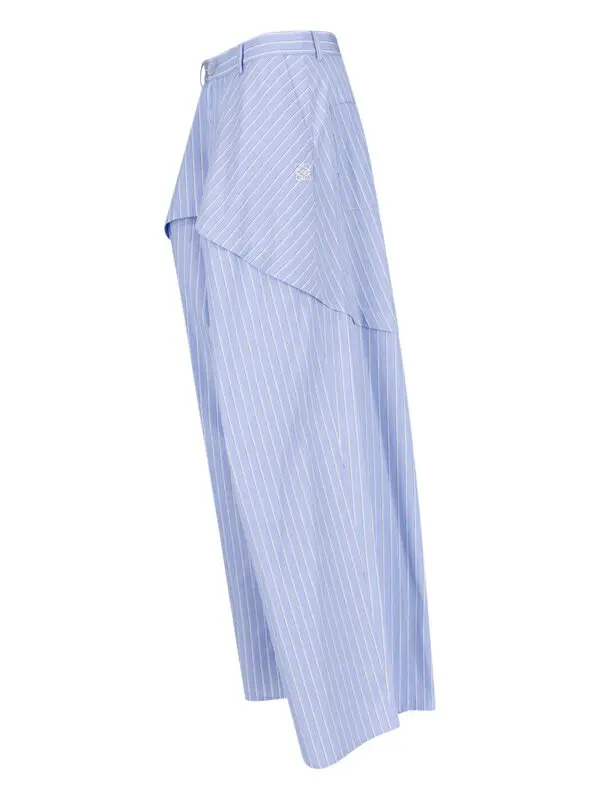 Loewe Wide Leg Striped Cotton Trousers