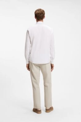 BOSS Regular-fit Cotton-poplin Shirt With Embroidered Logo
