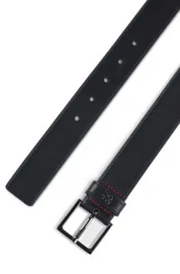 Hugo Leather Belt With Stacked-logo Keeper