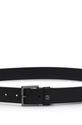 Hugo Leather Belt With Stacked-logo Keeper