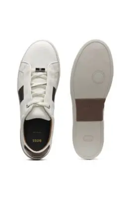 BOSS Gary Leather Sneakers With Contrast Side Panel - White