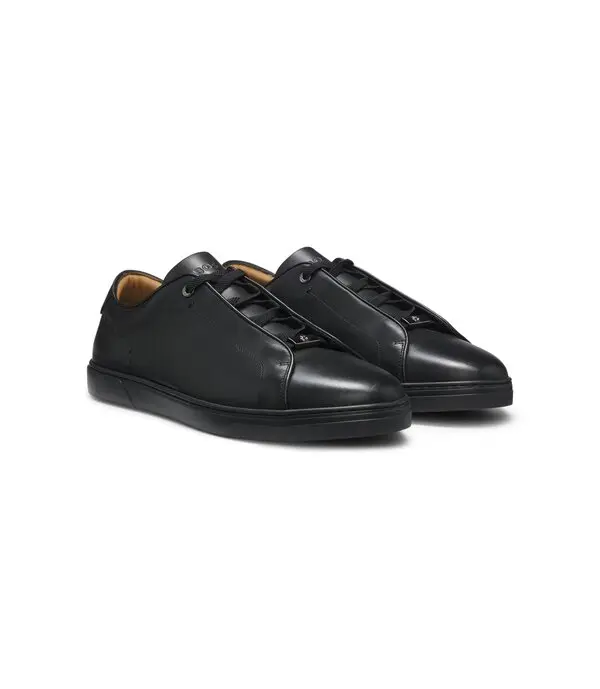 BOSS Gary Sneakers In Brushed Leather - Black