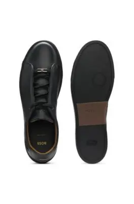 BOSS Gary Sneakers In Brushed Leather - Black