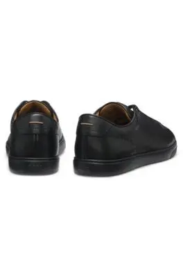 BOSS Gary Sneakers In Brushed Leather - Black