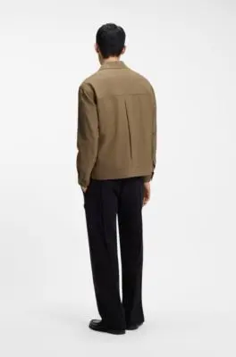 Hugo Slim-fit Jacket In Wrinkle-resistant Twill - Beige