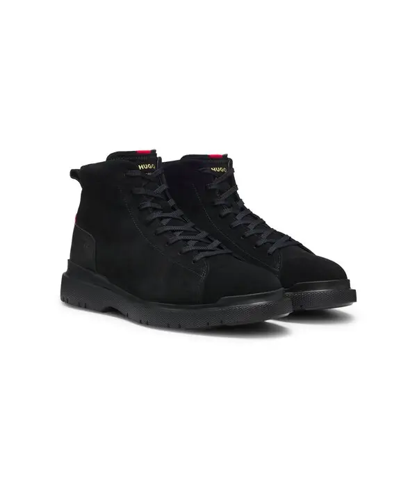 Hugo Suede Ankle Boots With Leather Trim