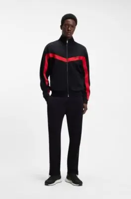 Hugo Suede-trim Sneakers With Logo Details - Black