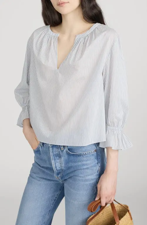 FRAME Poet Stripe Bell Sleeve Cotton Top
