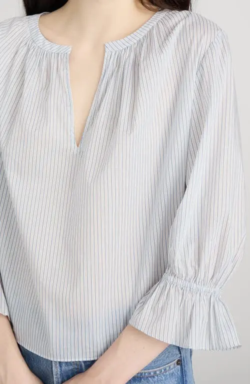 FRAME Poet Stripe Bell Sleeve Cotton Top